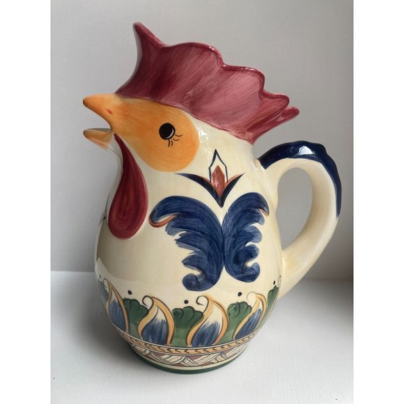 Derusta | Kitchen | Derusta Hand Painted Ceramic Roosterchicken Pitcher ...